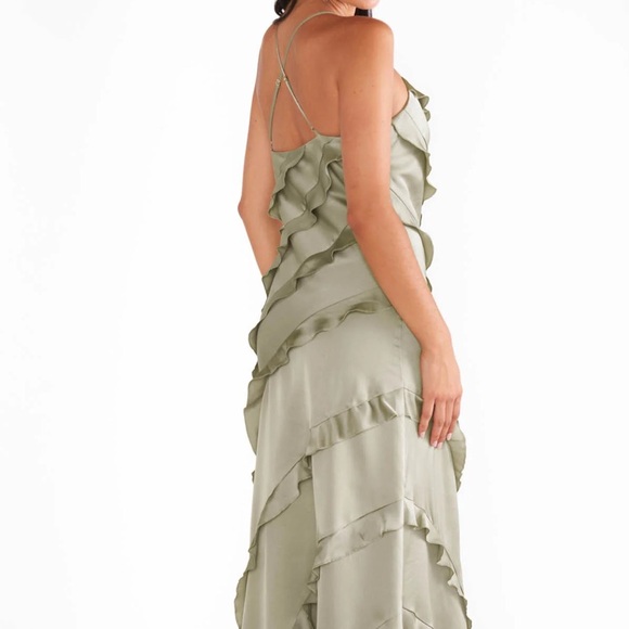 Show Me Your MuMu | Dresses | Moss Green Ruffle Maxi Dress | Poshmark